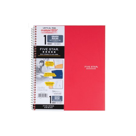 Five Star Spiral Notebook, 1 Subject, Graph Ruled Paper, 11" x 8-1/2 ...