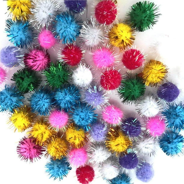 ziyahi Pom Poms Glitter Poms Sparkle Balls Pet Toy Assorted Color Balls ...