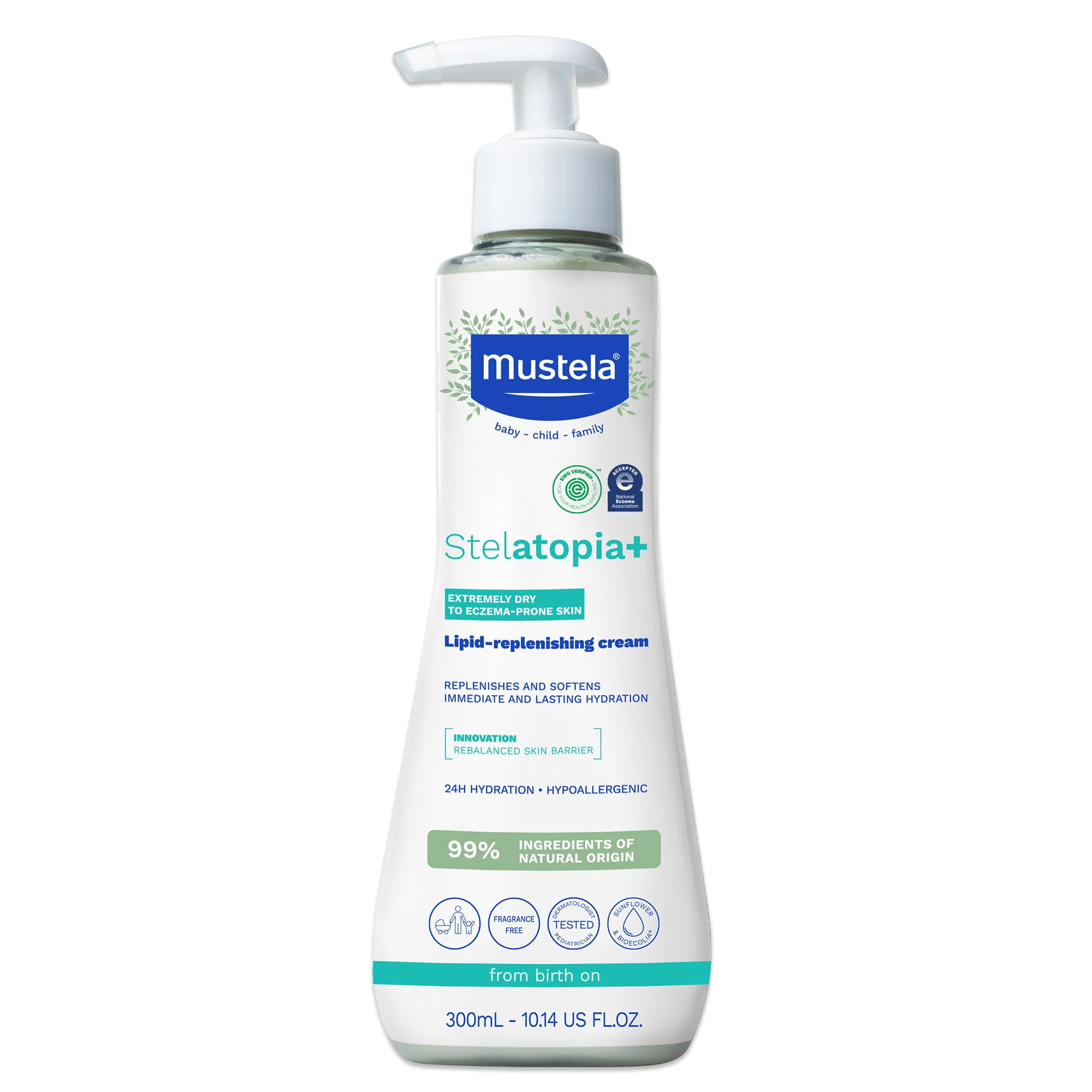 Crema hidratante Mustela Stelatopia+, reponedora de lípidos, 300 ml ...