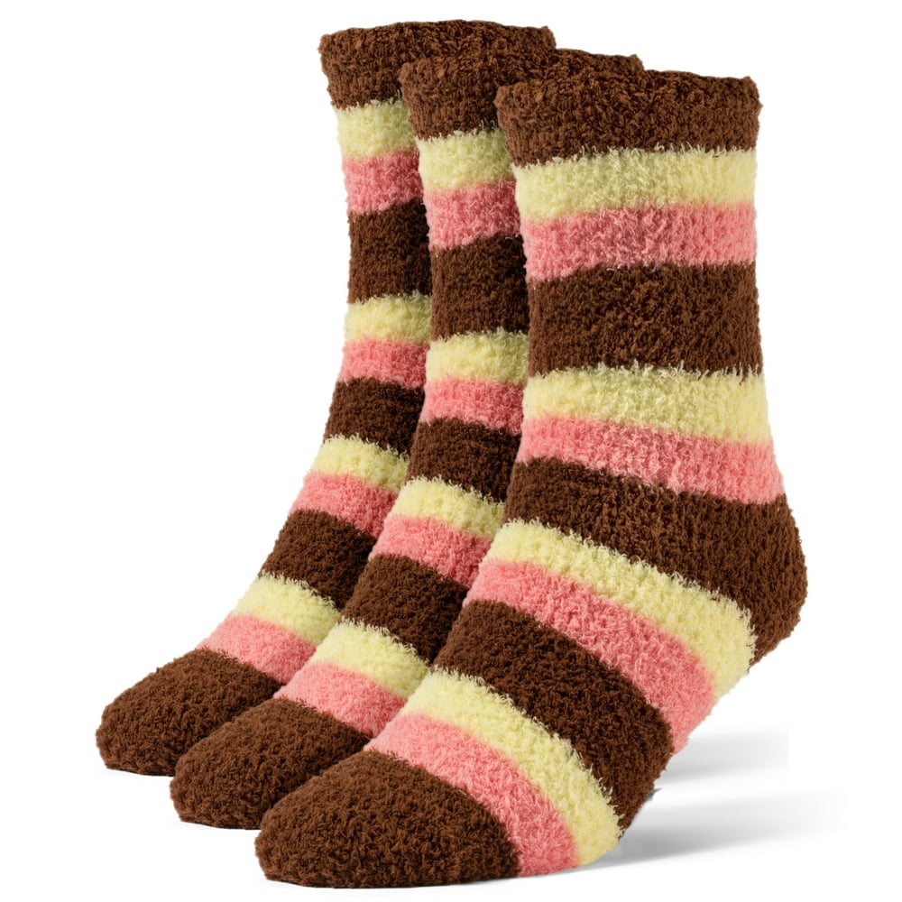 Galiva - Galiva Women's Striped Fuzzy Crew Cozy Socks - 3 Pairs ...