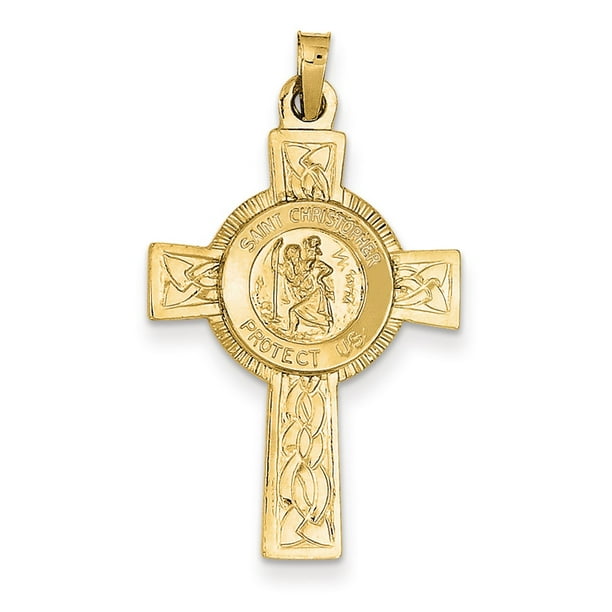 14k Cross with St. Christopher Medal Pendant - Walmart.com - Walmart.com