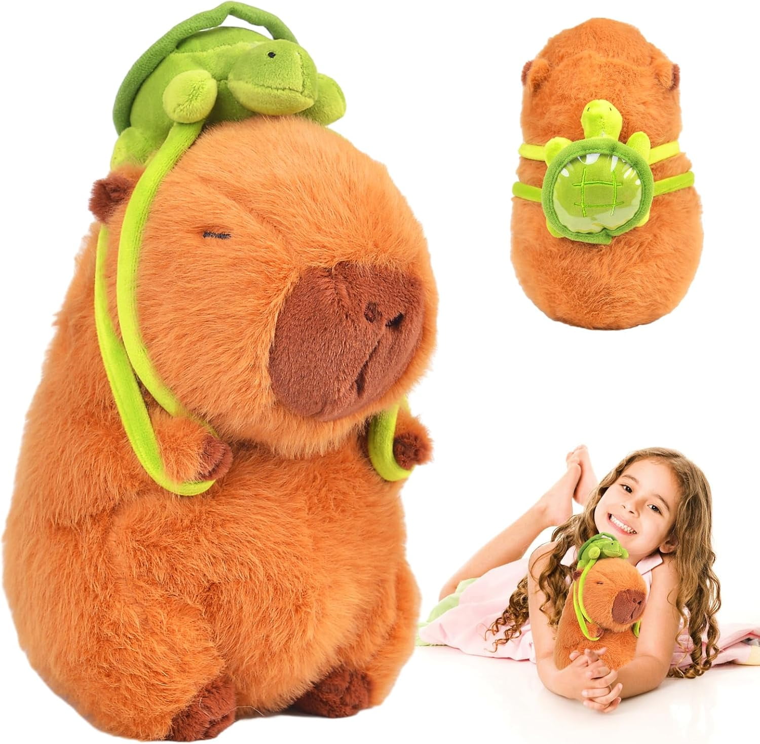 Capybara Plush Toy, 23cm Capybara Carrying Turtle Backpack, Stuffed ...