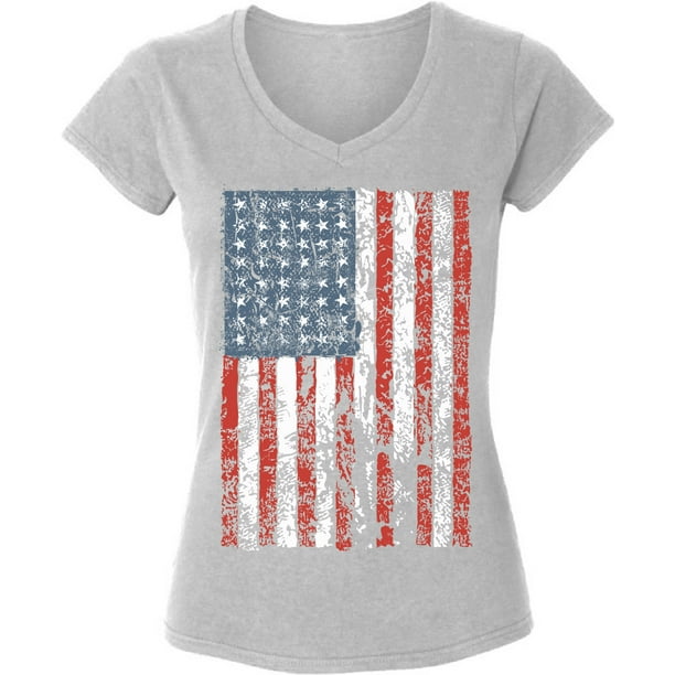 4th of July V neck Shirt for Women - S M L XL 2XL - American Flag ...