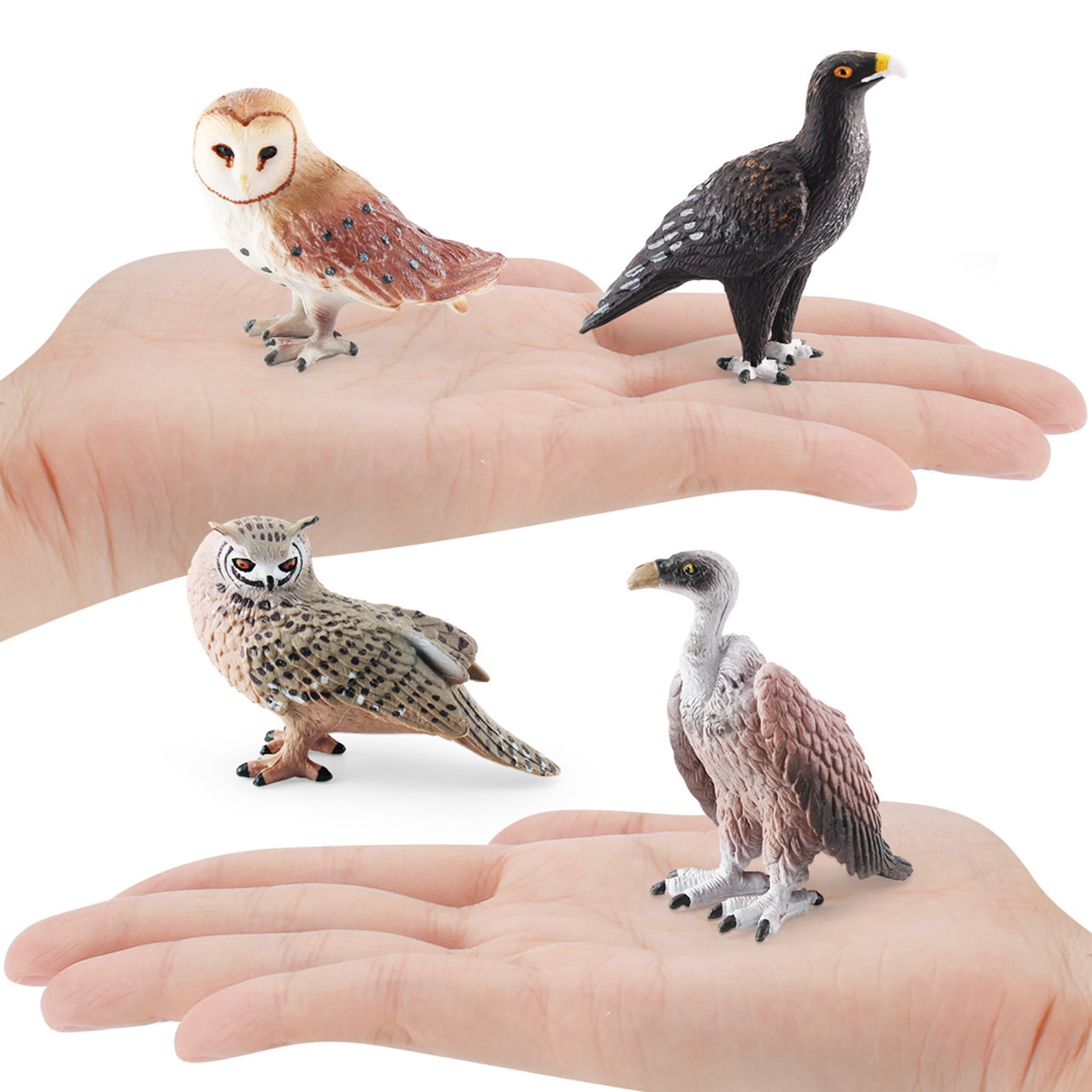 Vivid Simulated Bird Figurine Set - Featuring Vulture, Eagle, Owl, and ...