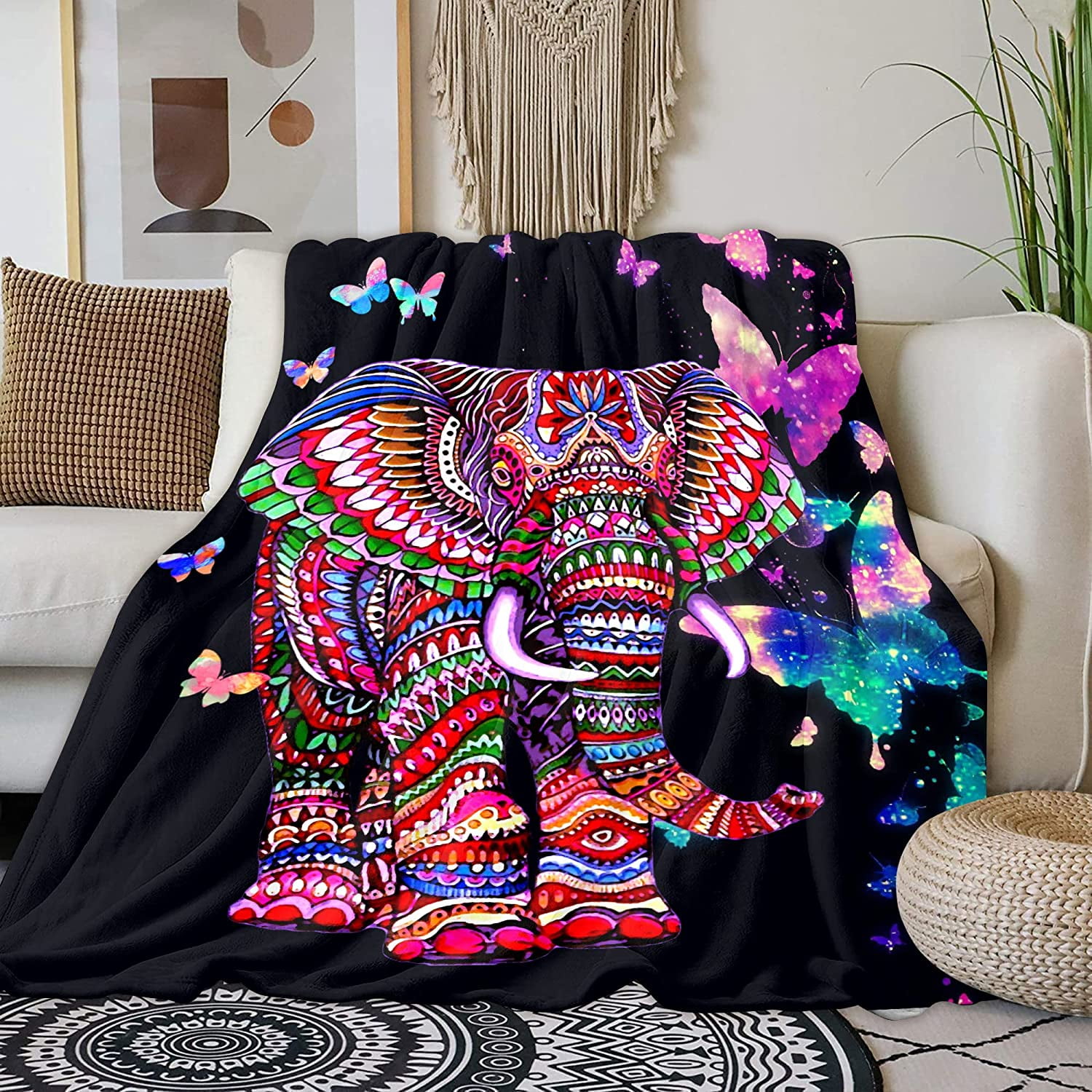 Elephant Butterfly Blanket Unique Elephant Gifts for Girl, Super Soft ...