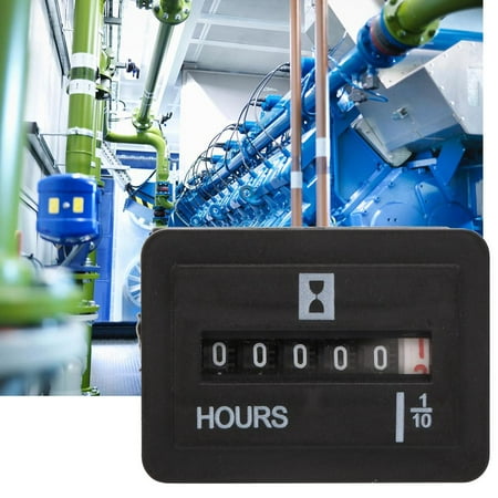 Greensen 10-80V AC/DC 99999.9 Hours Quartz Hour Meter for Engine Generator Time Counting, Time ...