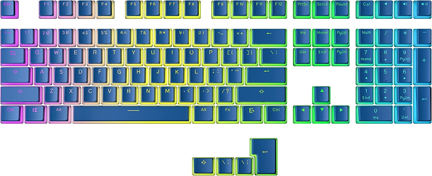 AIR-Pudding PBT Keycaps | 112 Double Shot Translucent ANSI US & ISO ...