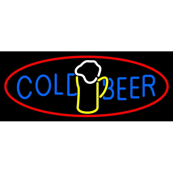 Overflowing Cold Beer Mug LED Neon Sign 16 x 16 - inches, Clear Edge ...