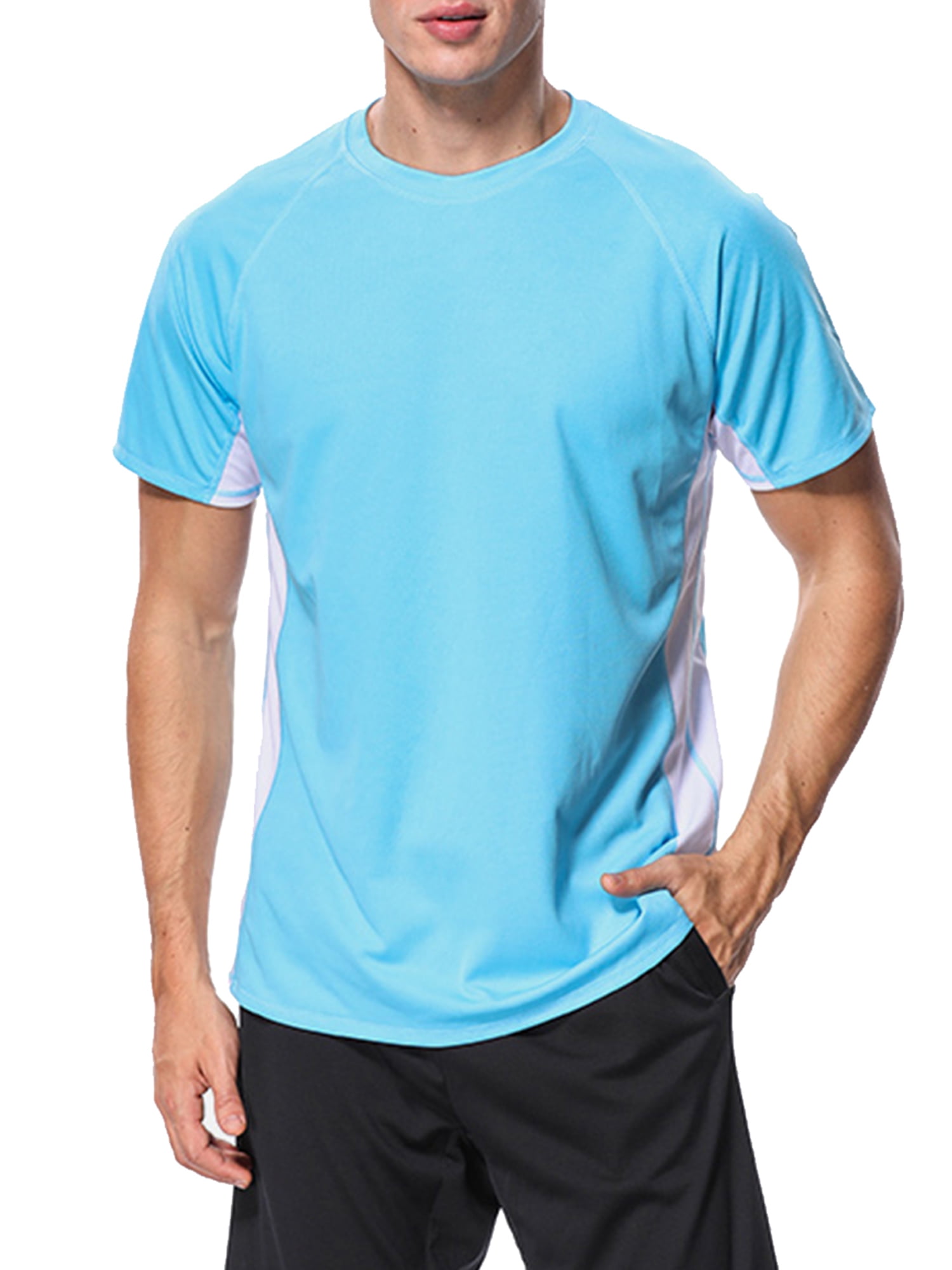 Men's Rash Guard UPF 50+ Color Block Swimwear Swim Tops Sport Shirt ...