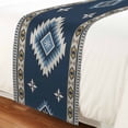 Bed Runner Blue Tribal Geometric Bedding Scarves Soft Decorative Bed ...