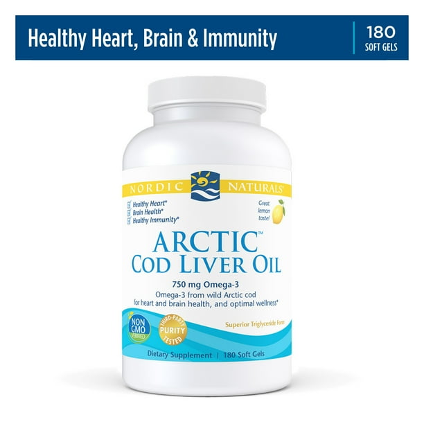 Nordic Naturals Arctic Cod Liver Oil Softgels, 750 Mg, Fish Oil, 180 Ct ...