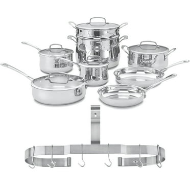 KitchenAid 3 Ply Base Stainless Steel Cookware Set, 11 Piece, Brushed ...