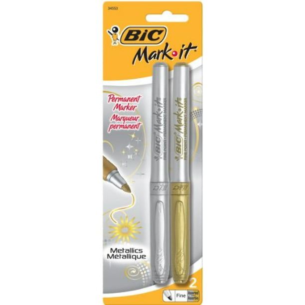BIC Marking Permanent Marker, Metallic, Fine Point, Assorted Colors, 2 ...