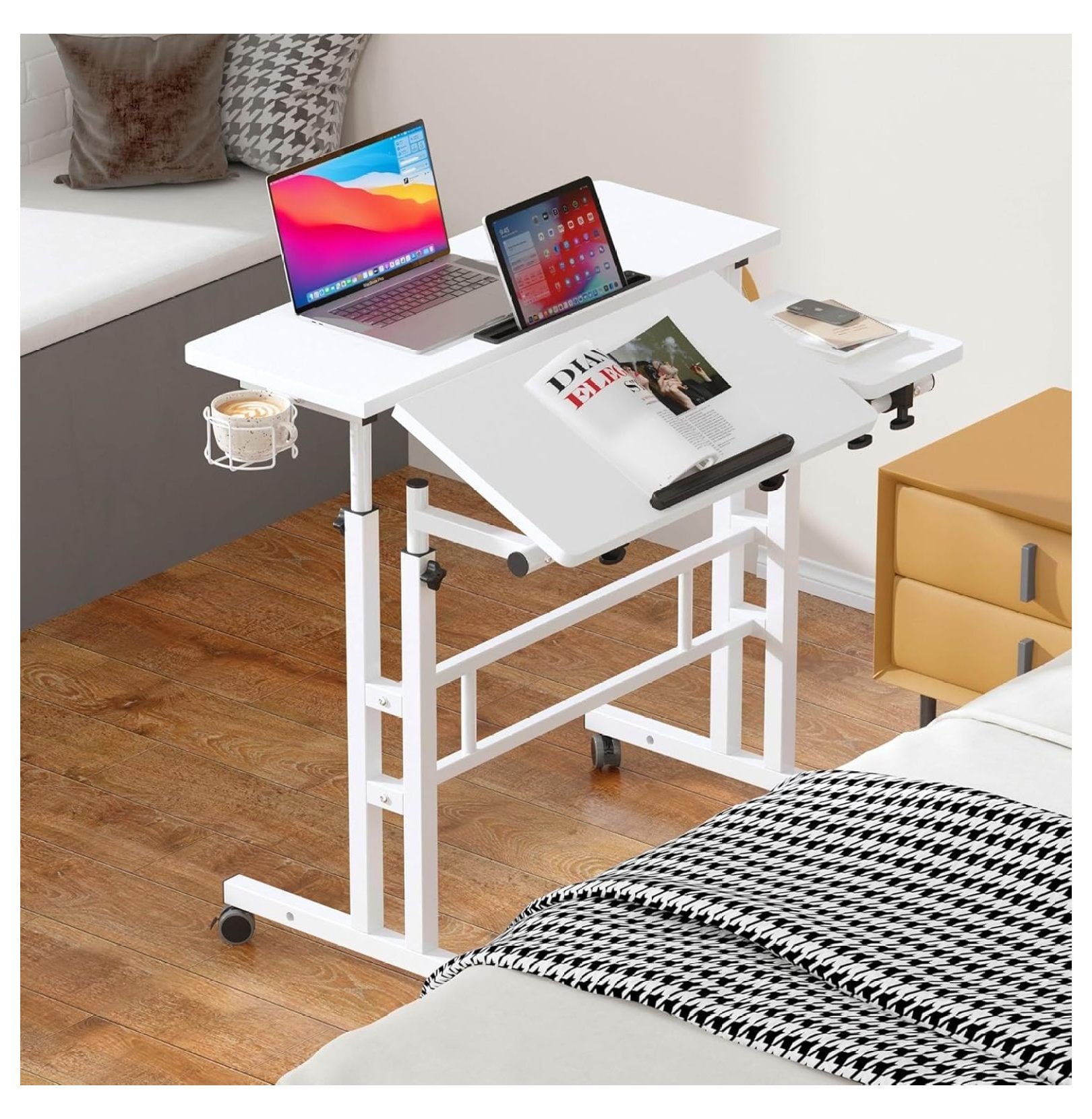 TaoTronics Laptop Bed Tray Desk Laptop Table Stand for Bed with Height Adjustable Riser for Working Walmart