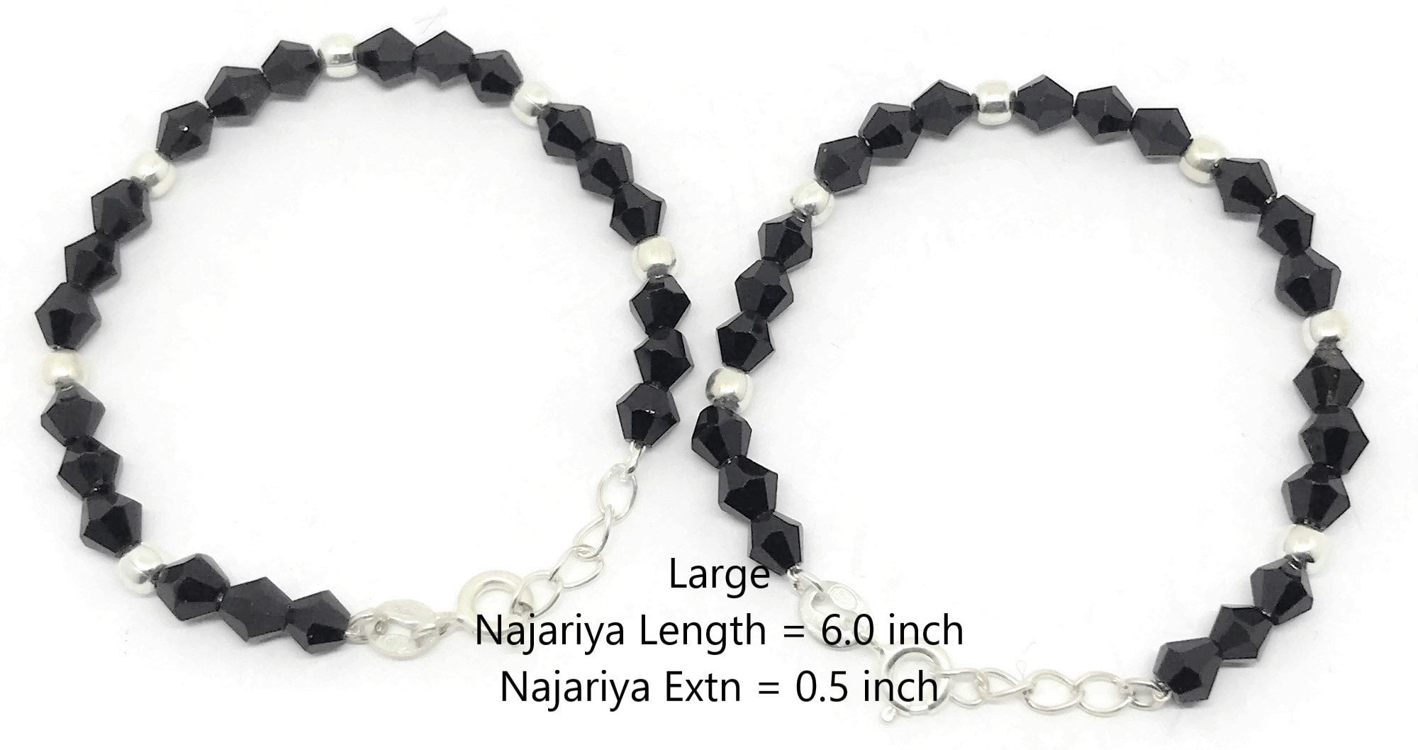 925 Sterling Silver New Born / Toddler Kids Black Beads Najariya ...