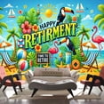 1 "Happy Retirement" Themed Tapestry — Featuring a beach landscape ...