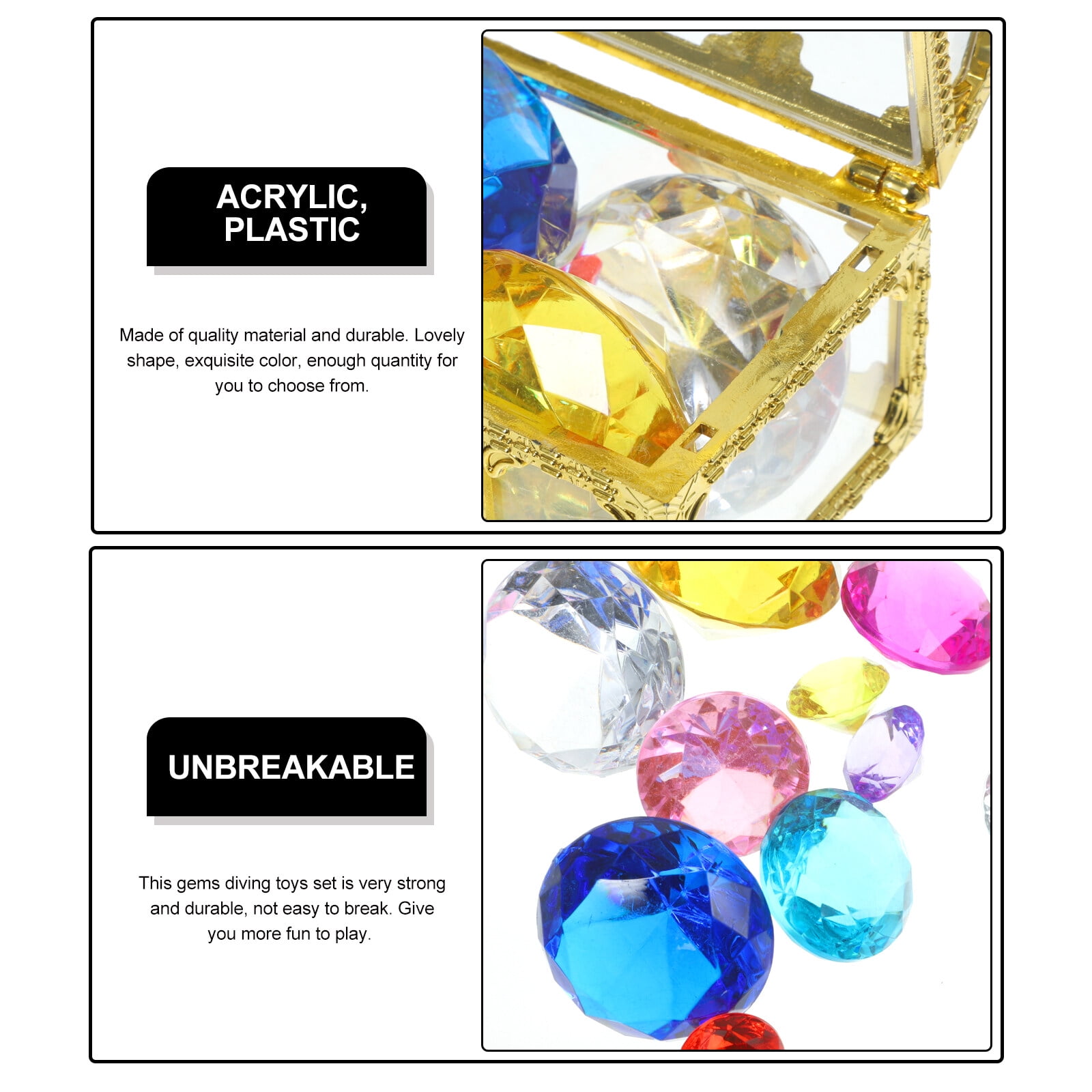 1 Set of Gem Pool Toys Colorful Diving Gems with Chest Summer Pool ...