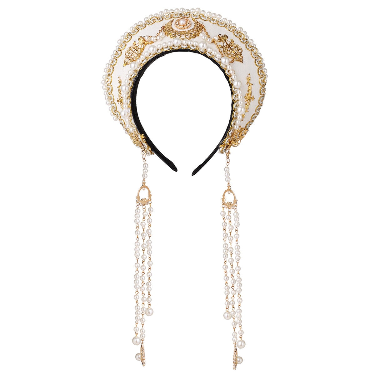 GRACEART Renaissance Women Tudor French Hood Headpiece Beads Chain ...