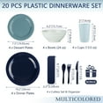 Mirdinner 20pcs Unbreakable Plastic Dinnerware Set for 4, Microwave ...