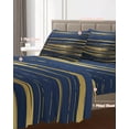 4 Piece Queen Sheet Set Blue Yellow Striped Sheets Set for Queen Size ...