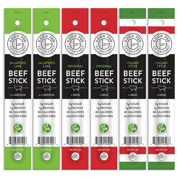 Good Fod Foods Variety Pack of Meat Sticks – Low-FODMAP Snacks, Zero ...