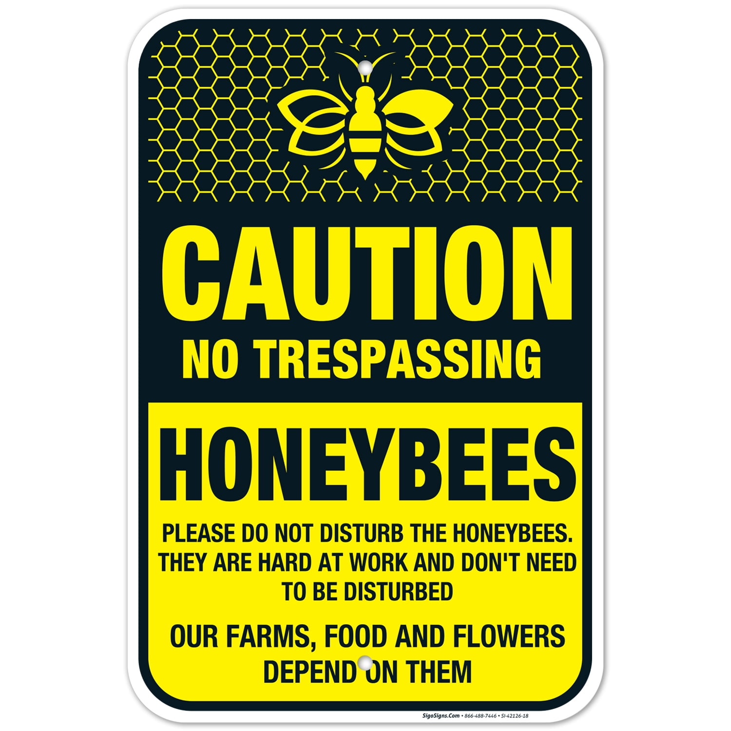 Bee Sign, Caution No Trespassing Honeybees at Work Sign, - Walmart.com