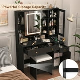 Blotout Vanity Desk with Sliding LED Lighted Mirror, Charging Station ...