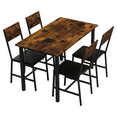 Pinovk 5 Piece Metal and Wood Indoor Modern Dinning Table Furniture Set ...