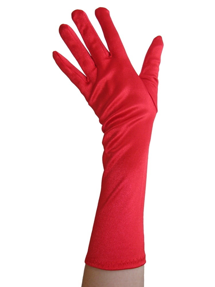 SeasonsTrading Red Satin Gloves (Elbow Length) - Wedding, Prom, Party ...