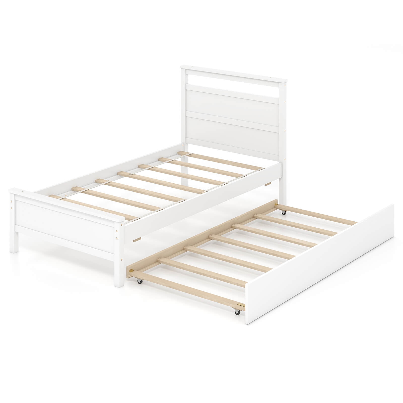 Click here for Costway Twin Size Platform Bed With Trundle Pull-O... prices