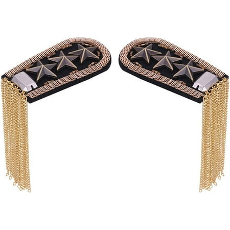 Tatum88 1 Pair Shoulder Epaulets Star Tassel Link Chain Punk Fringe ...