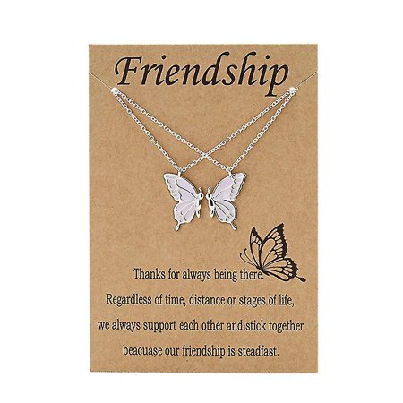 1pair Women Butterfly Friendship Necklace For Best Friends Gifts_f ...