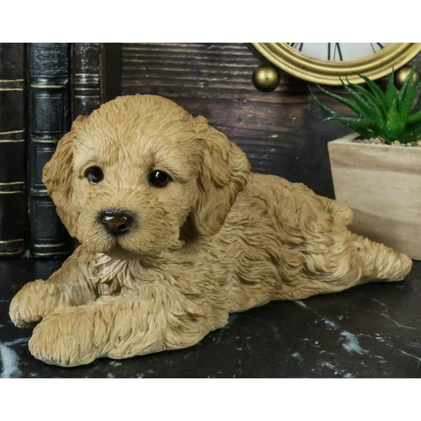 Realistic Adorable Cockapoo Spoodle Puppy Dog Lying On Belly Figurine ...