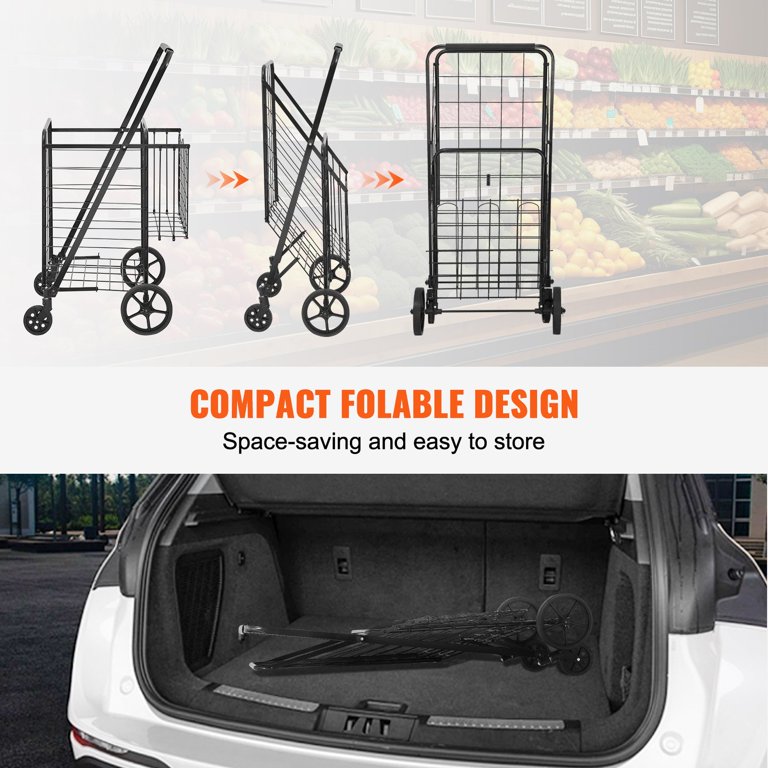 Collapsible Utility Trolley With Two Tiers And Wheels With Collapsible ...