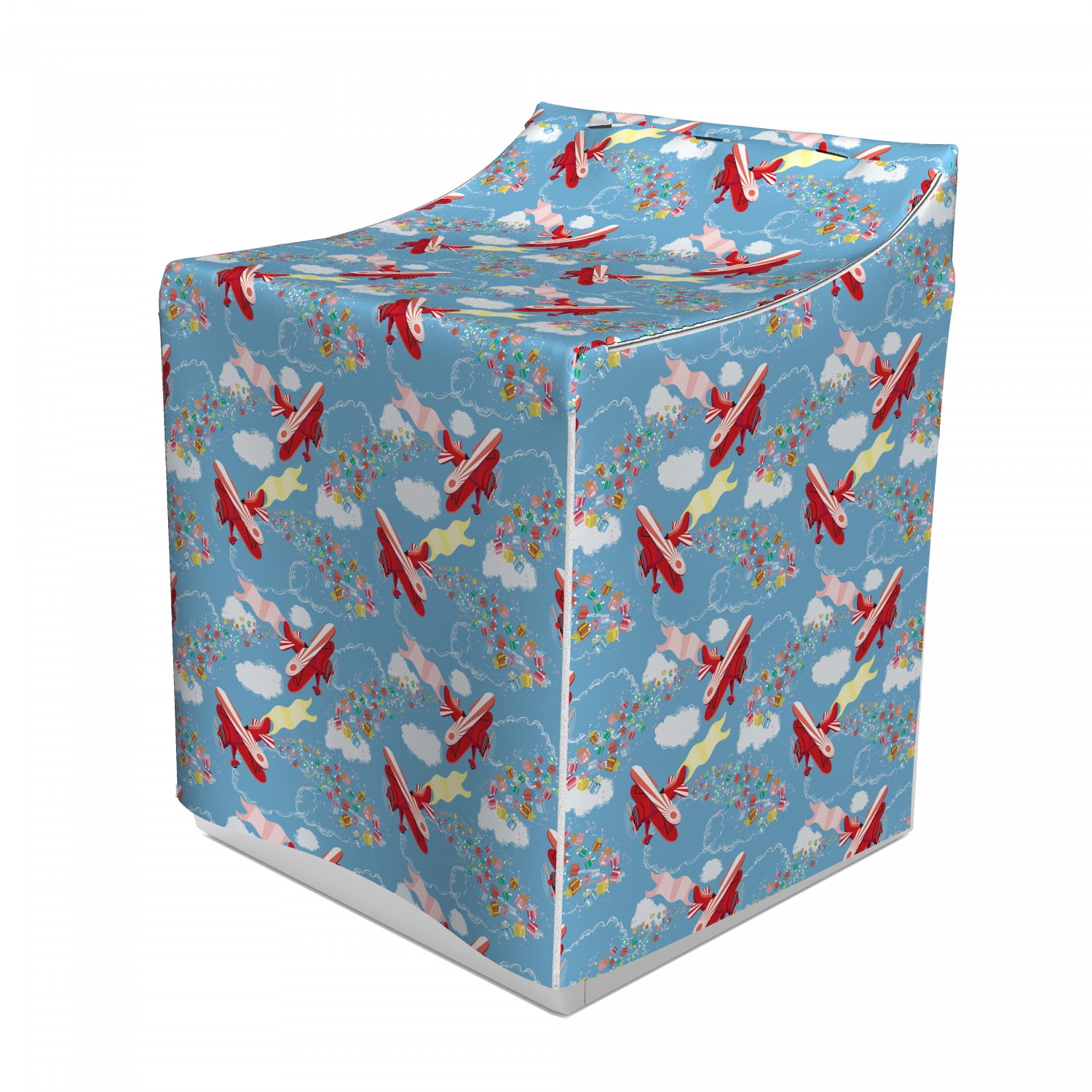 Airplane Washer Cover, Retro Biplanes with Pennants Throwing Present ...