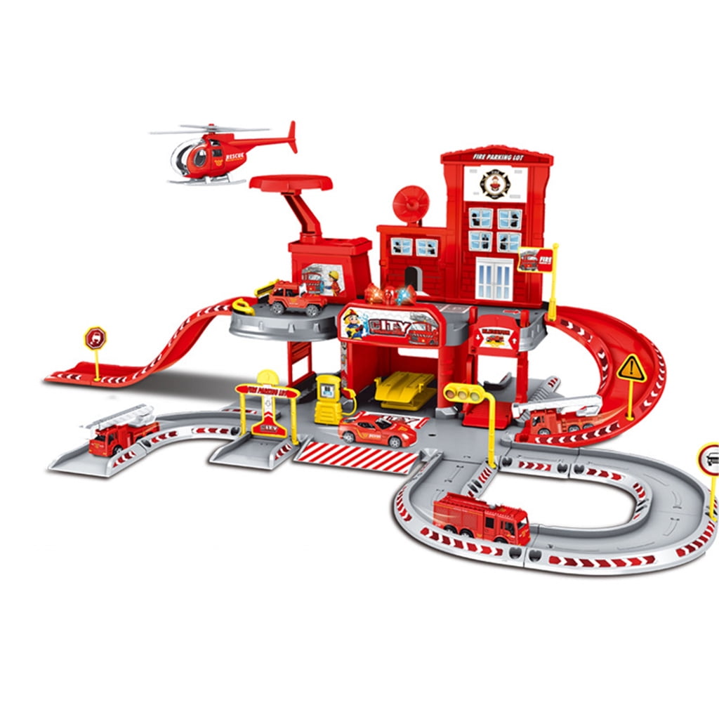 Engineering Fire Station Rescue Tower with Emergency Vehicle Toy with ...