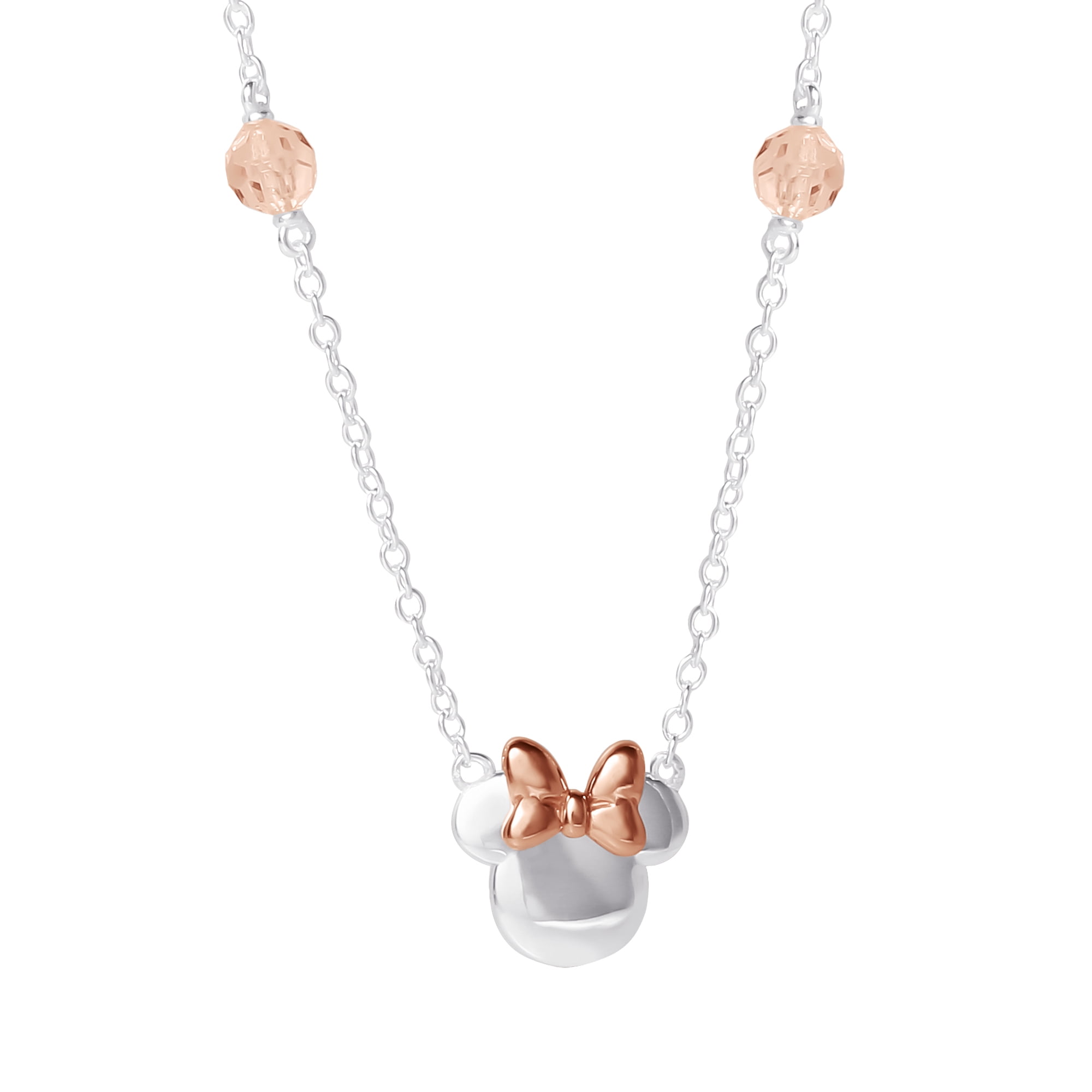 Disney Women's Crystal Sterling Silver Minnie Mouse Pendant, 18" Chain ...
