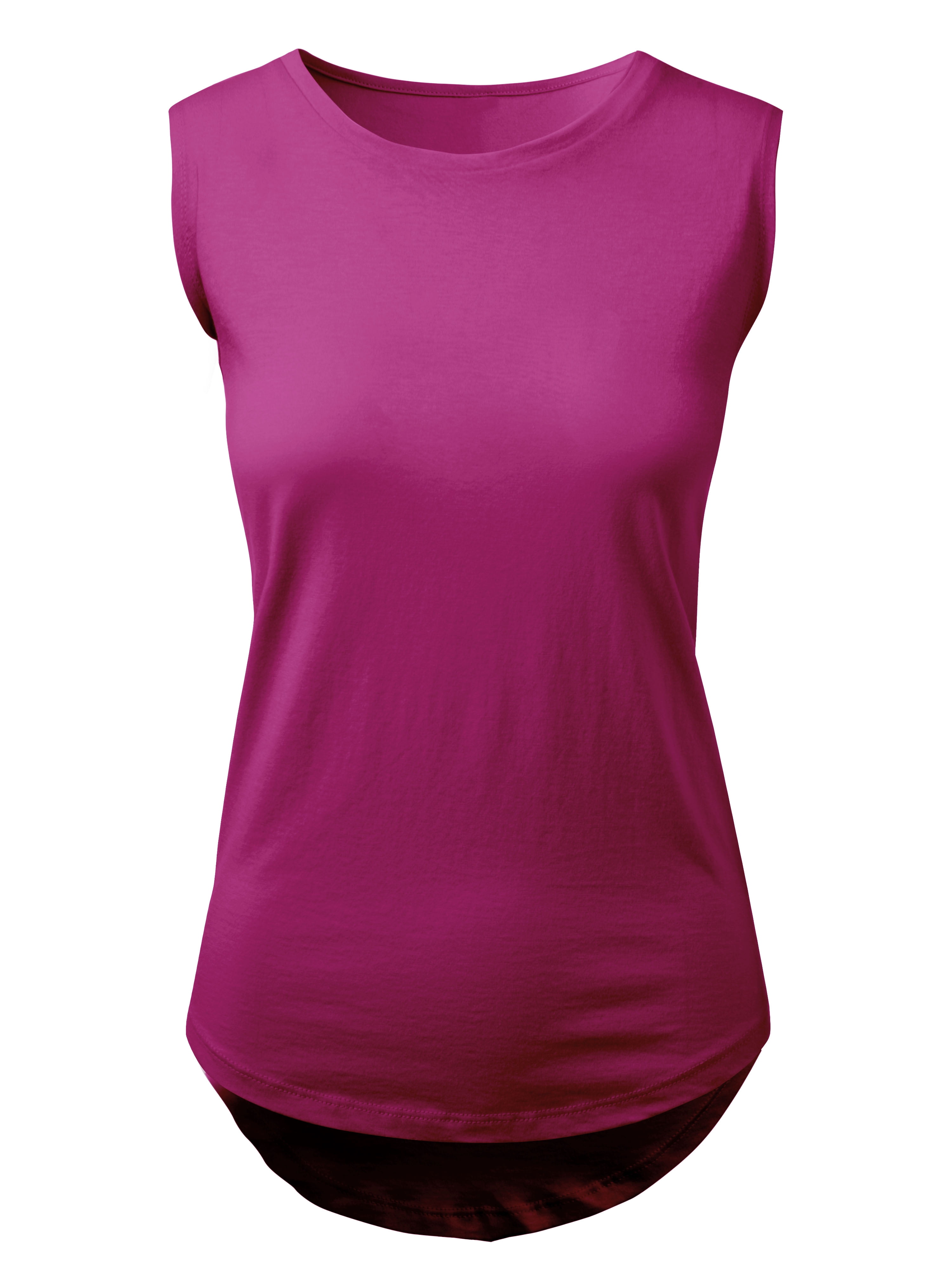 Ma Croix Womens Cotton Blend Tank Top Sleeveless Shirt-tail Round ...