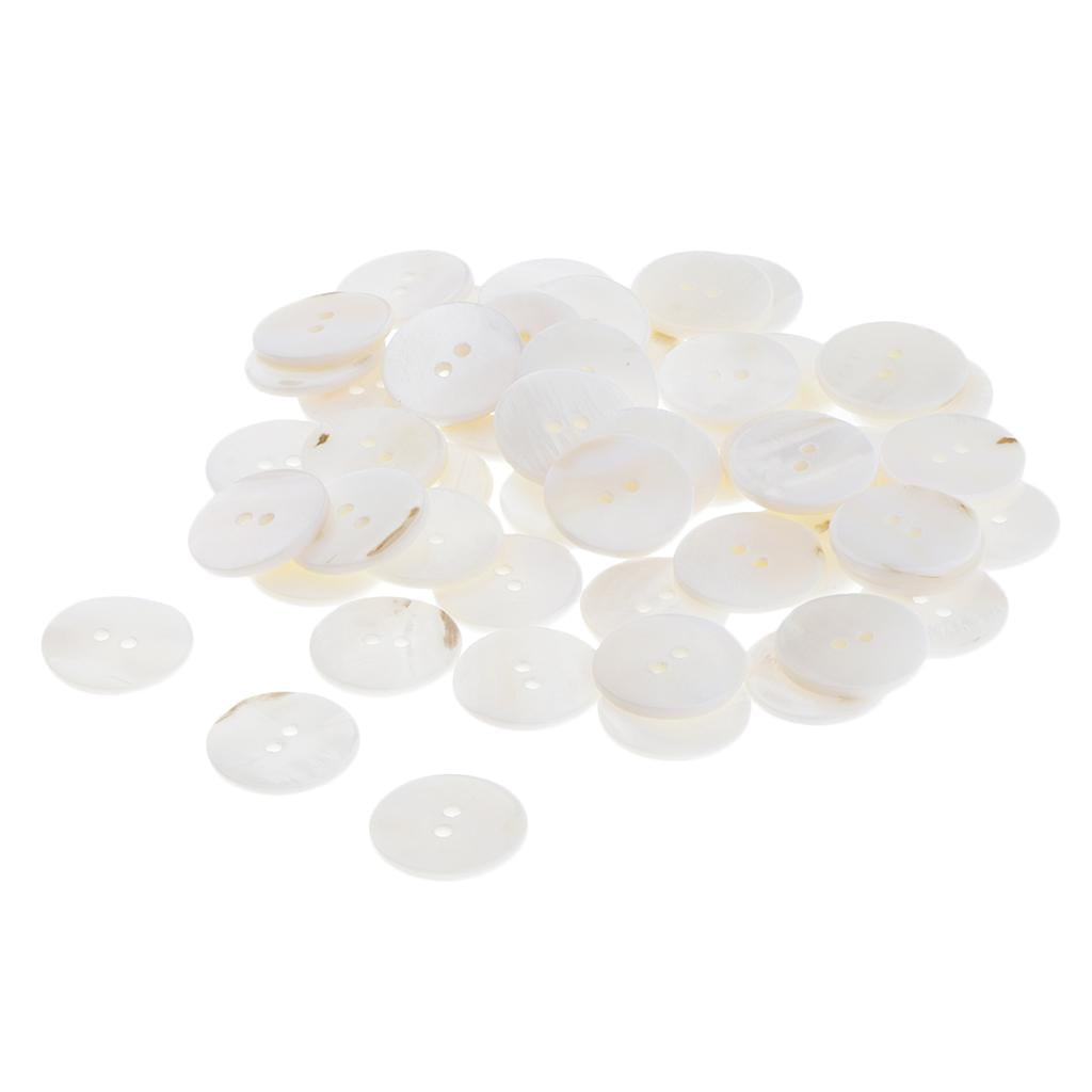 50s / Set Pearl Shells Round Button Buttons Needlework Two Hole Shell ...