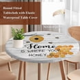 Bee Honey Round Tablecloth, Fitted Table Cover with Elastic for 45"-54 ...