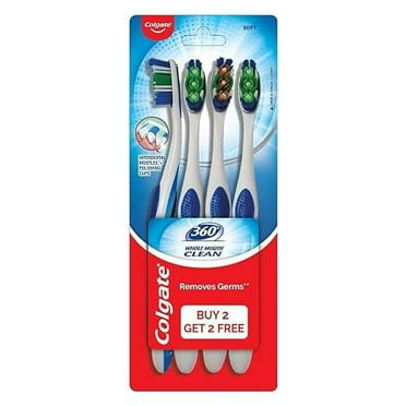 Colgate 360 Whole Mouth Clean Medium Toothbrush, Adult Toothbrush, 4 ...