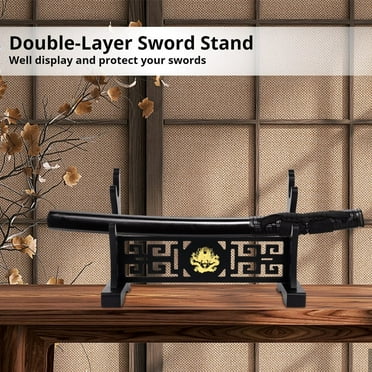 2 Tier Solid Wood Samurai Sword Display Stand Natural - Walmart.com