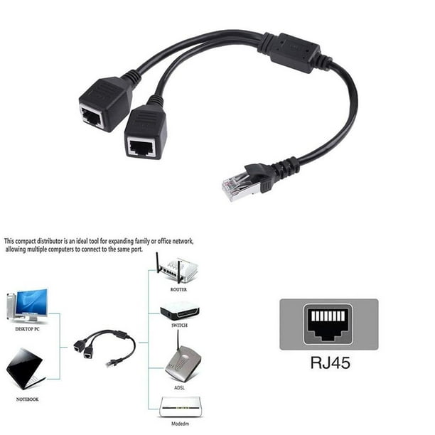 ziyahi Male To Female 1 To 2 LAN Ethernet Network Plug Splitter ...