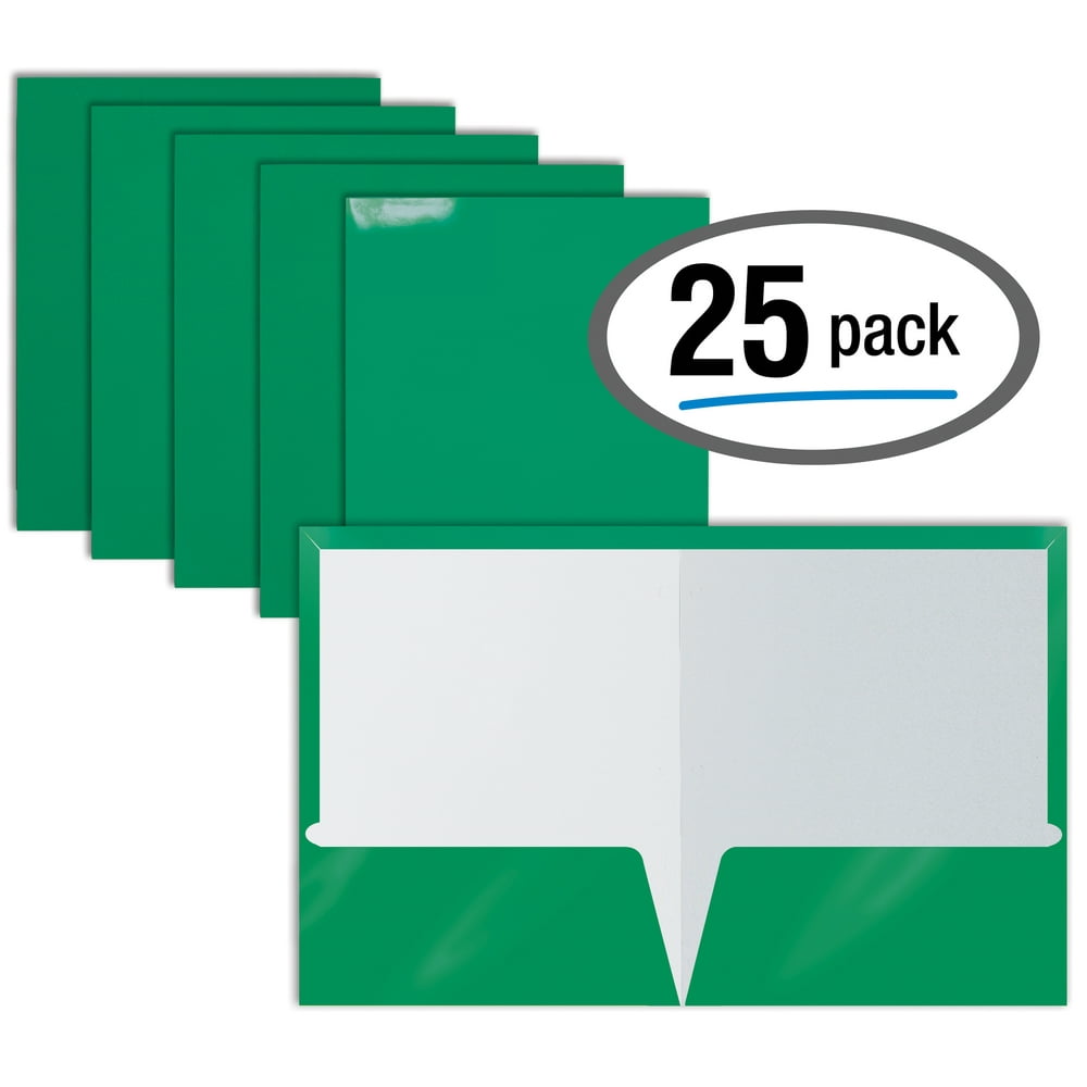 2 Pocket Glossy Laminated GREEN Paper Folders, Letter Size, Green Paper ...