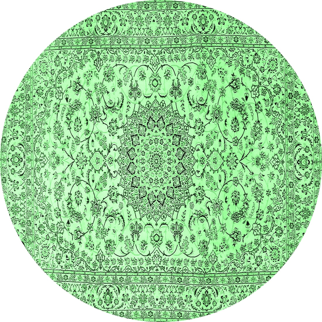 Ahgly Company Indoor Round Medallion Emerald Green Traditional Area ...