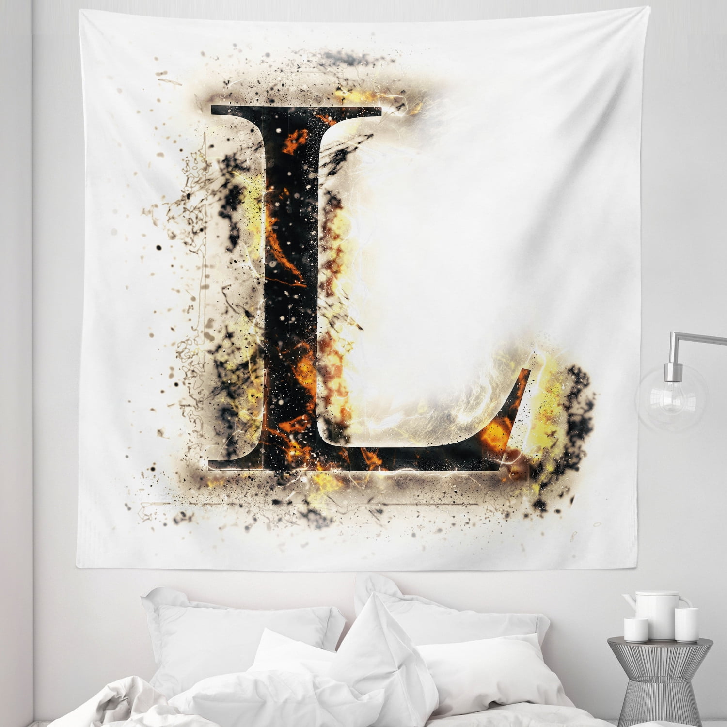 Letter L Tapestry, Letter Capital L Alphabet Blazing Scorched ...