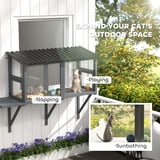 PawHut Outdoor Cat Catio, Wooden Cat Enclosure Window Perch with ...