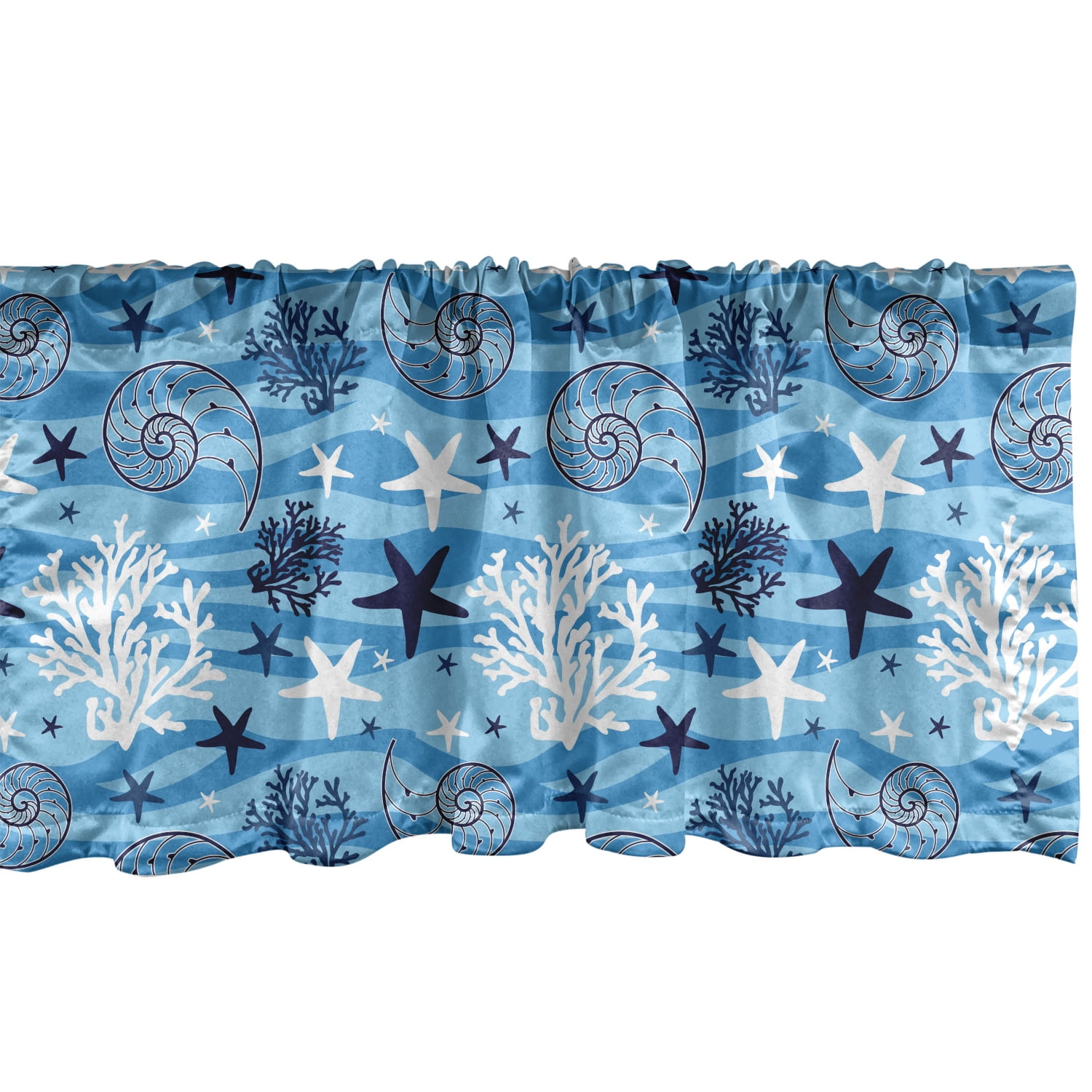 Ambesonne Seashells Window Valance, Nautical Underwater Universe Design ...