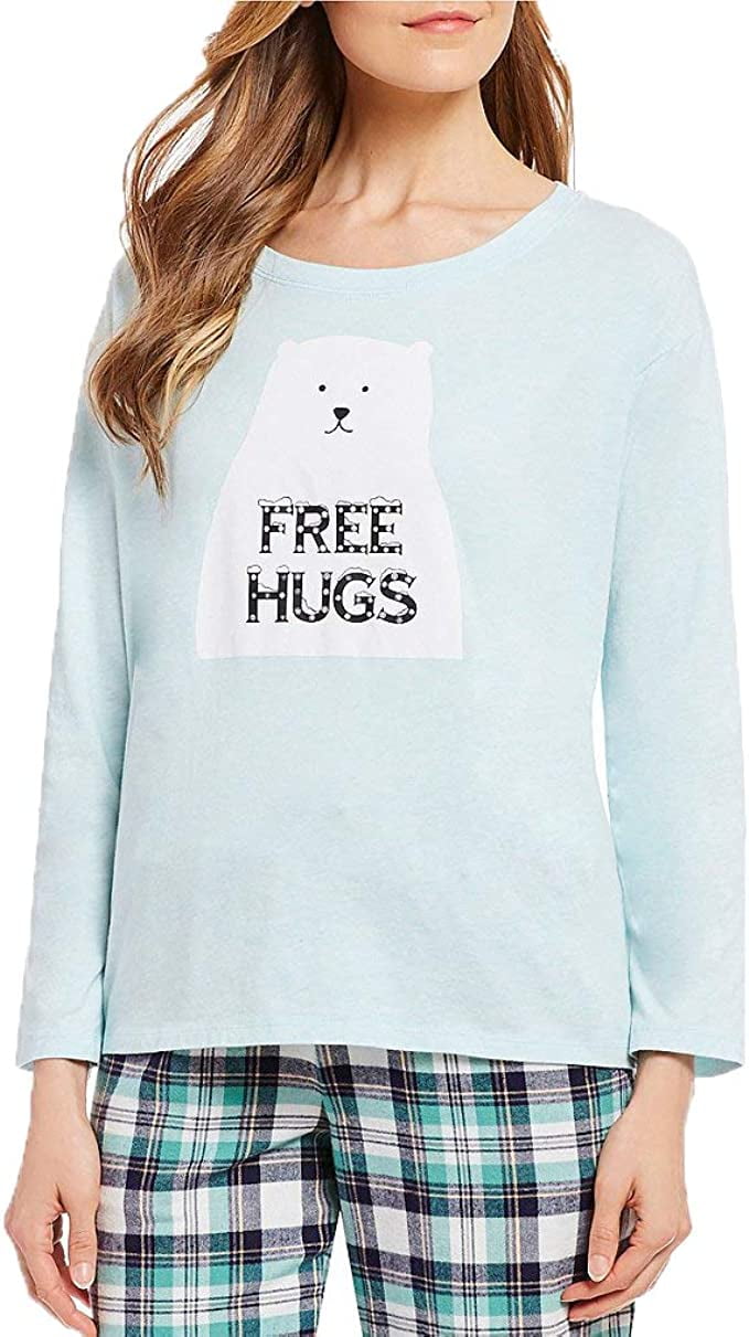 Sleep Sense Polar Bear Hug Screen-Print Jersey Top - Aqua Heather ...