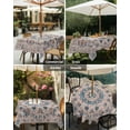 Blue Boho Orange Vintage Rectangle Outdoor Tablecloth, Waterproof Table ...